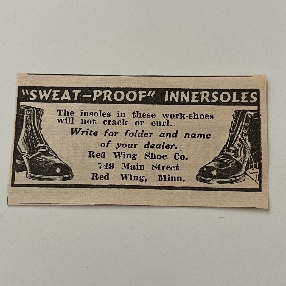 Red Wing Shoe Co. Sweat-Proof Innersoles MN 1940 Racine WI Clipping ...