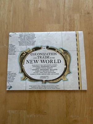 Vintage 1977 National Geographic Colonization Trade New World Wall Map ...