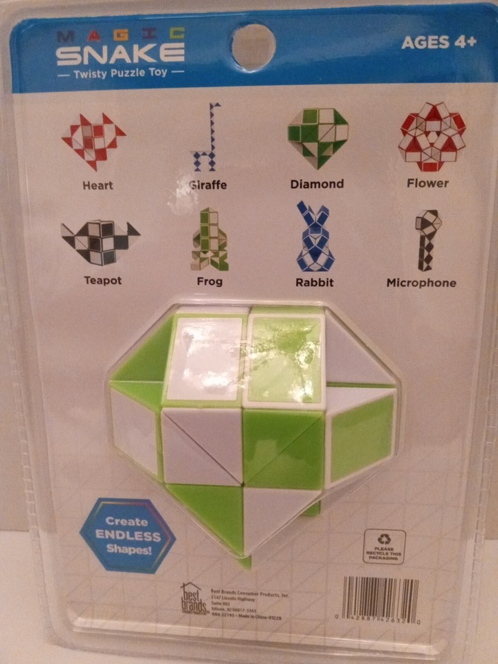 Magic Snake Green Twisty Puzzle Nostalgic Toy Create Endless Shapes-36 ...