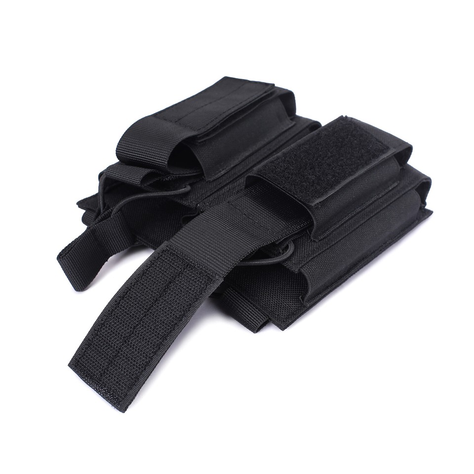 Tactical Molle Double Pistol Magazine Pouch Open-Top Rifle Mag Nylon ...