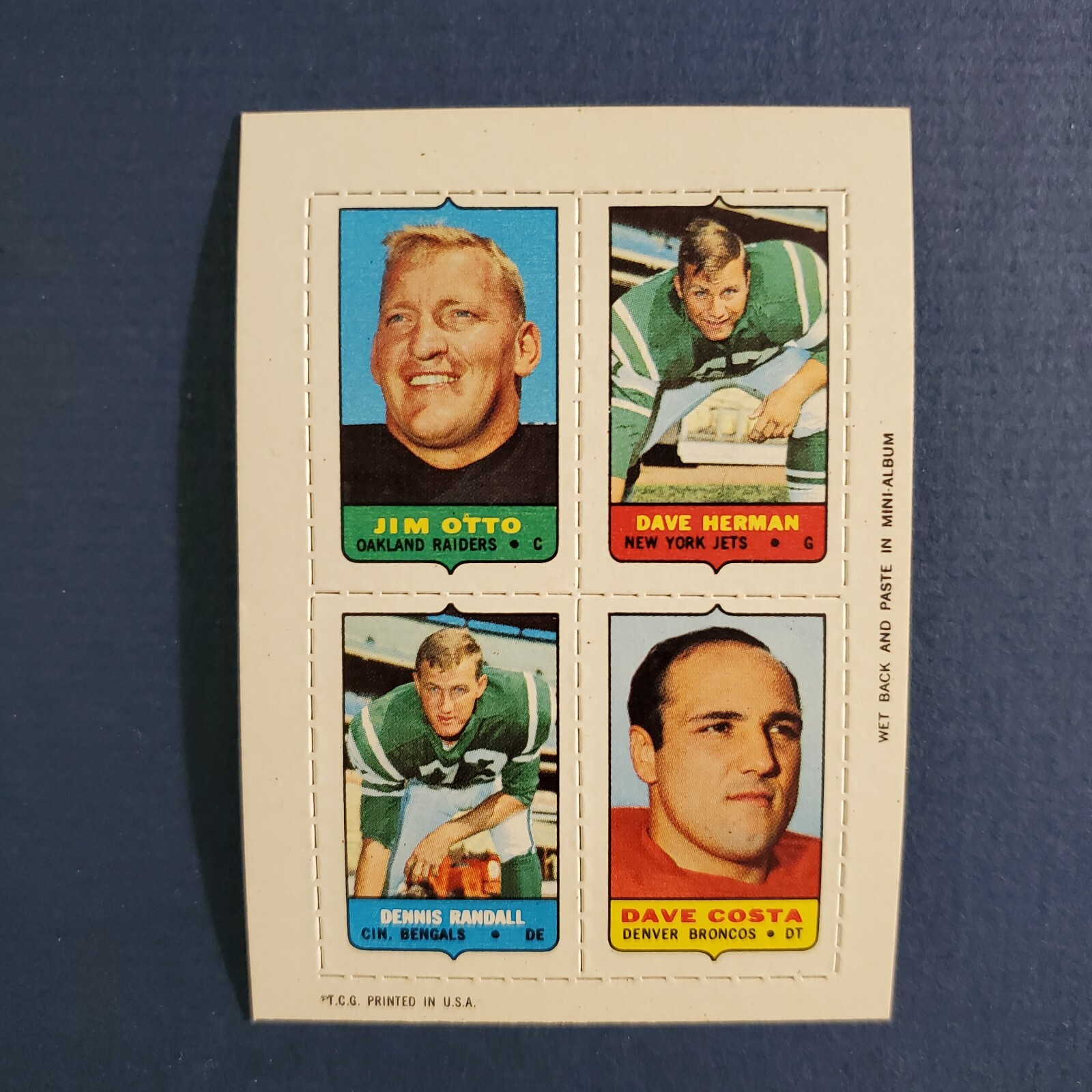 VINTAGE - 1969 TOPPS FOOTBALL MINI CARD ALBUM- 4 STICKERS ...