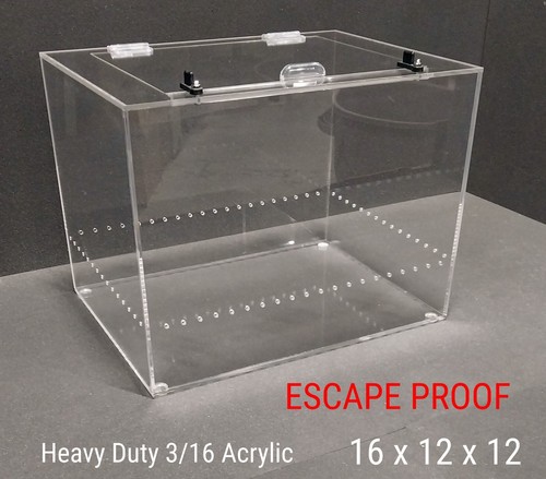 TERRESTRIAL 10 GALLON ESCAPE PROOF ACRYLIC CAGE- TOP OPENING, HEAVY ...