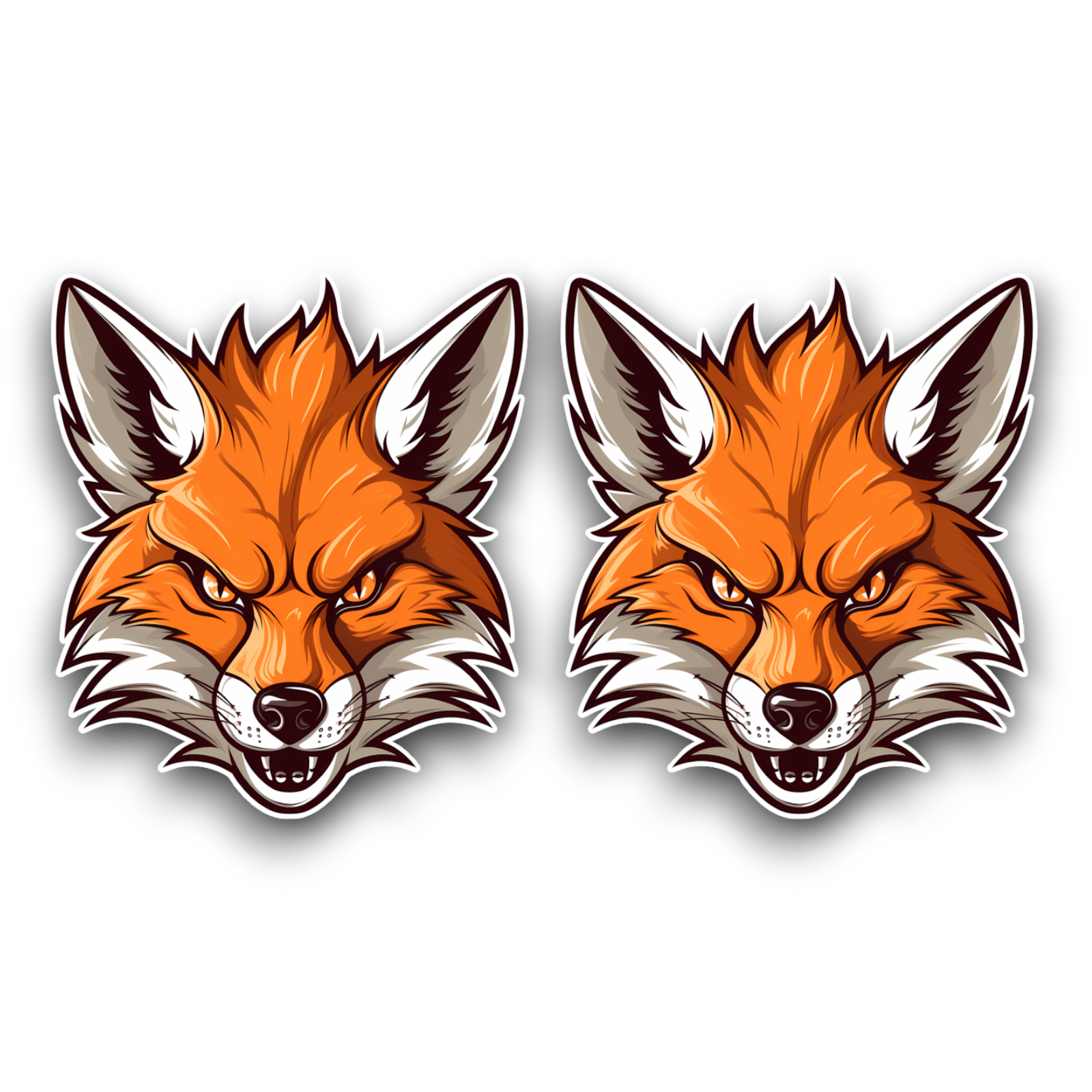 2x Small Angry Fox Head Vinyl Sticker Decals For Car Laptop Scrapbook ...