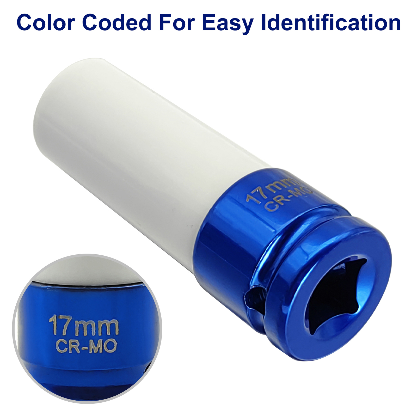 1/2'' Drive 17mm Lug Nut Socket, Color Coded Non-marring Impact Deep ...