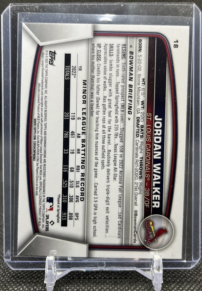 2023 Bowman Chrome JORDAN WALKER Rookie Card! St. Louis Cardinals (RC ...
