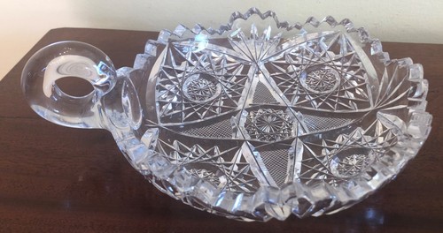 Gorgeous Antique ABP Cut Crystal Glass Hobstar Nappy Bowl With Sawtooth ...