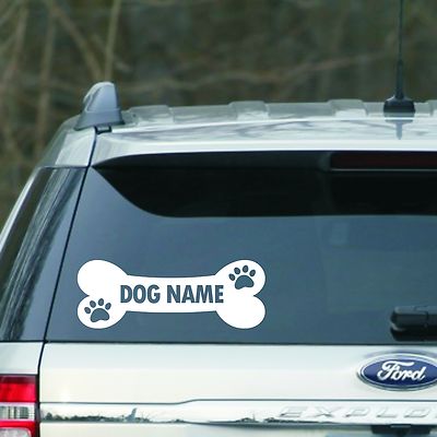 White Personalized dog bone Vinyl Decal sticker for Car, laptop, for ...