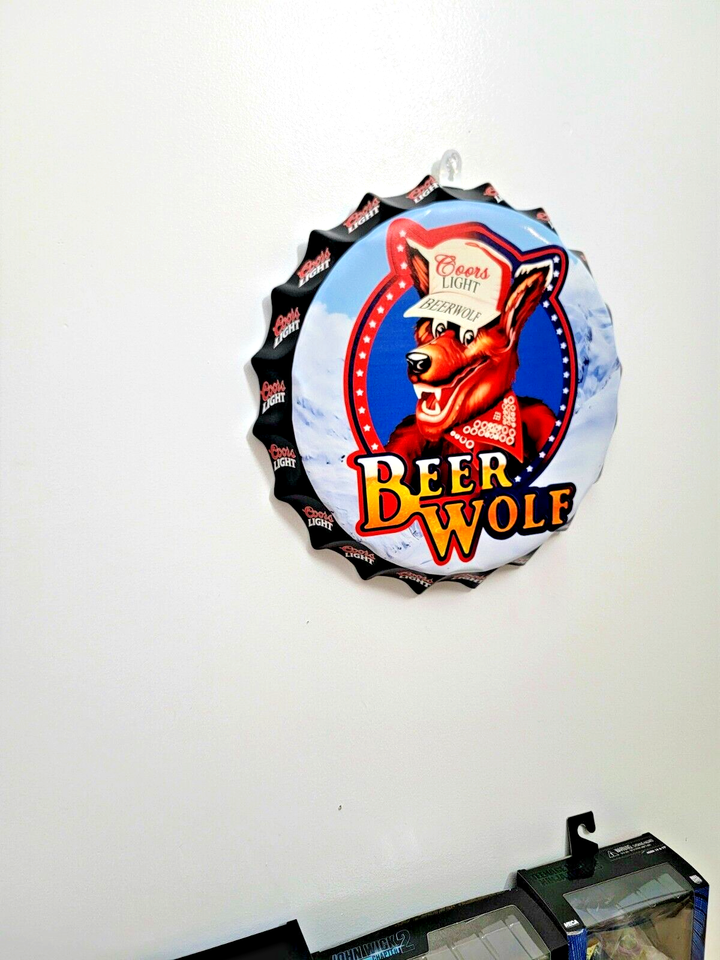 Vintage Coors Light Beer Wolf Metal Sign Bar Pub Mancave Wall Decor ...