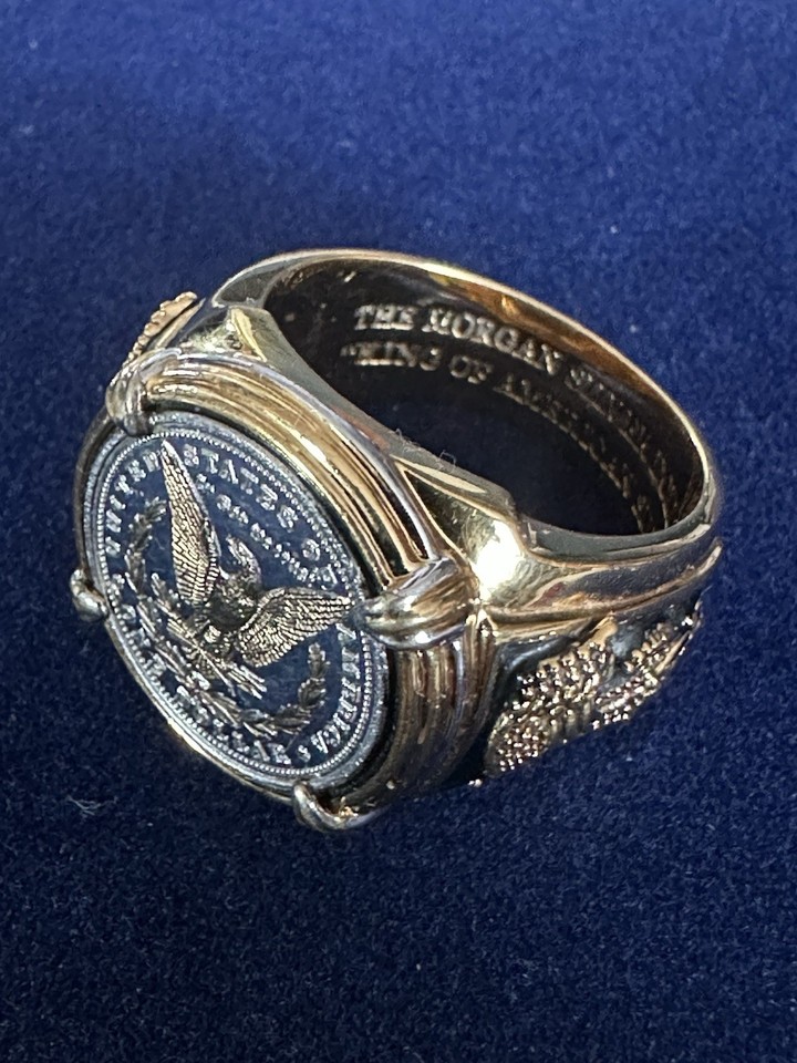 Morgan King Of American Silver Ring 14K Gold Plated Size 12 | eBay UK