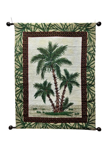 NWT The Bombay Company Palm Trees Wall Tapestry W/ Wooden Hanging Rod ...