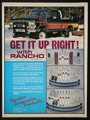 Rancho Suspension Lift Springs Ford 4WD Off Road Vintage Print Ad 1980 ...
