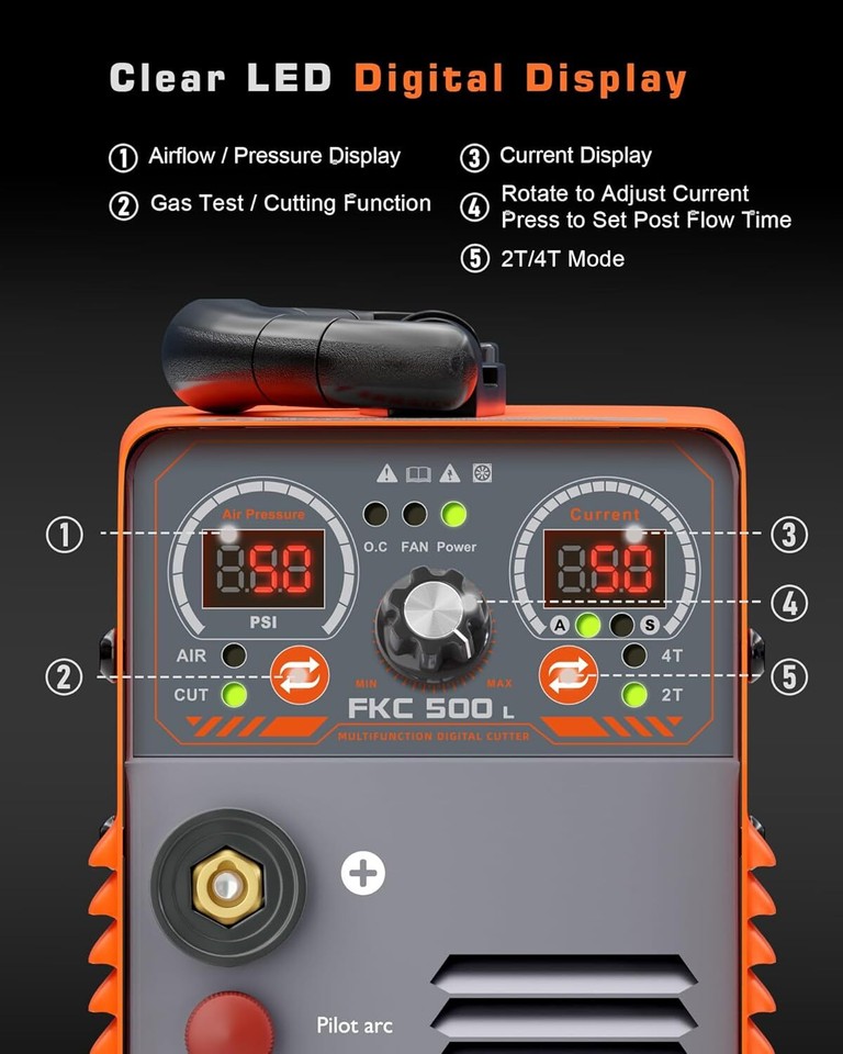 50A Plasma Cutter 220V Non Contact Low Frequency IGBT 2T/4T Max Cutting ...