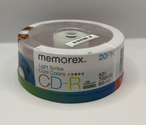 Memorex 20 Pack LightScribe COOL COLORS CD-R 52X 700MB Spindle -New ...