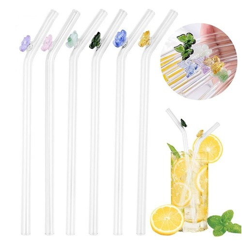 Tool Straight Bend Straws Clear Straws Drinking Straw Butterfly Glass ...