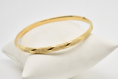 14k Yellow Gold Latch Bangle Bracelet w Fancy Designs 7.5" #GOLD-2980 ...