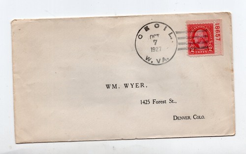 1927 US W. VIRGINIA TO COLORADO STAMP COVER 2c RED WASHINGTON STAMP P ...