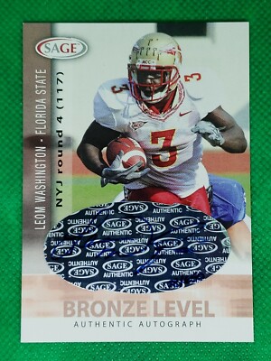 Leon Washington 2006 Sage Card #A50 Bronze Level Rookie Auto SN 78/650 ...