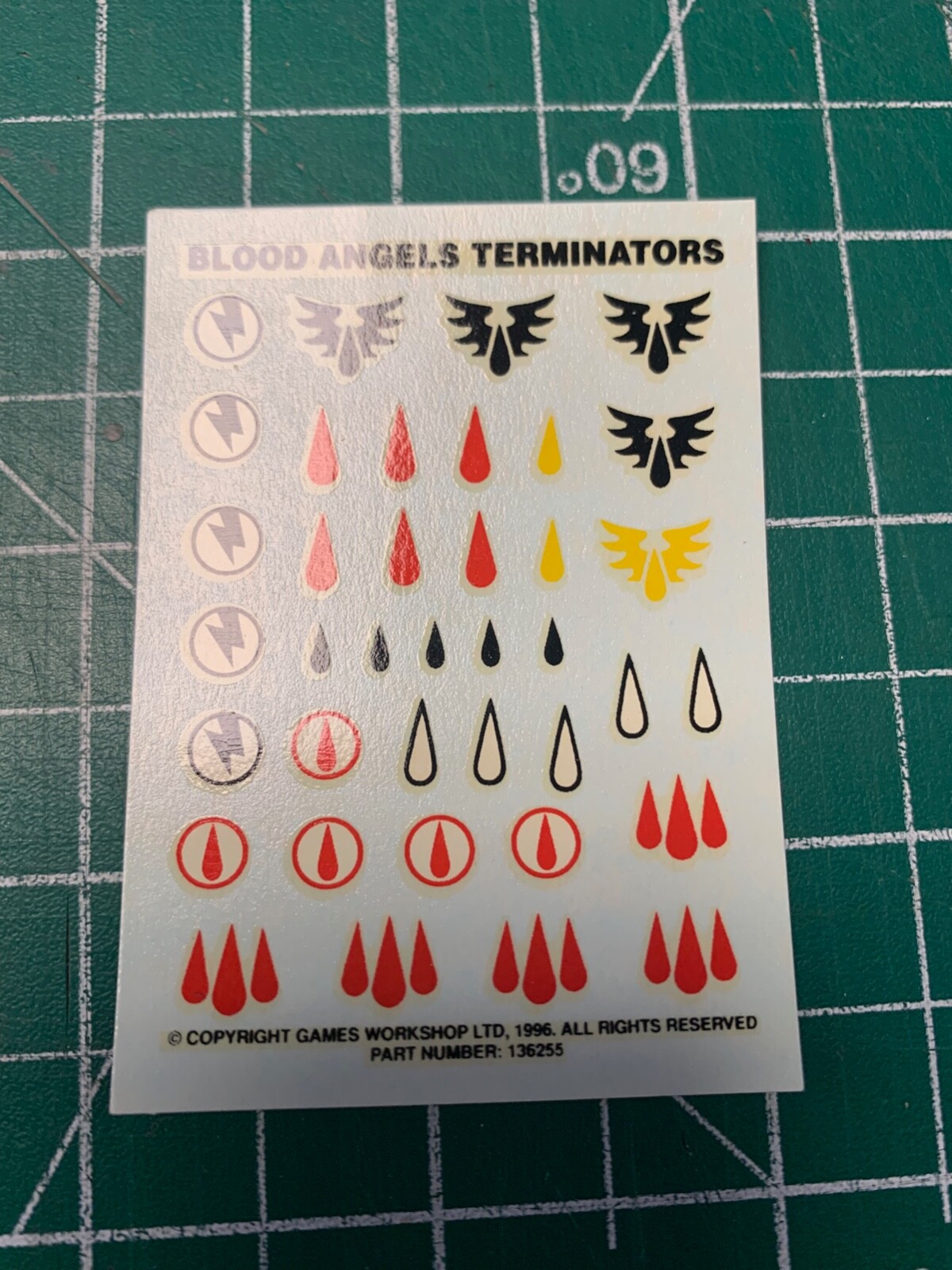 Warhammer 40K BLOOD ANGELS TERMINATORS TRANSFER SHEET GAMES WORKSHOP | eBay