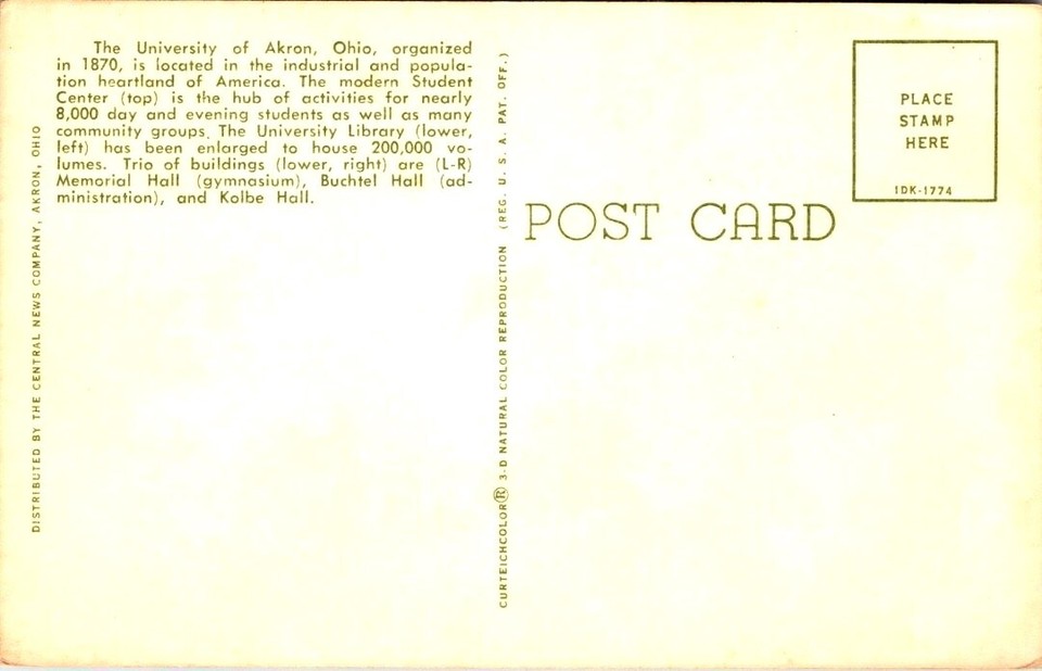 OH Akron, University of Akron, Memorial Hall, Buchtel Hall, Kolbe Hall ...