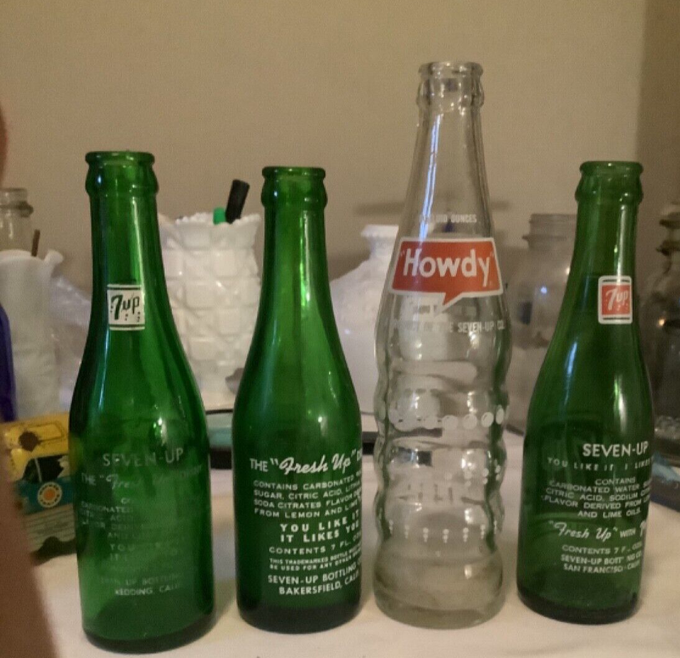 Three Vintage 7up Bottles 7 Fl. Oz Pre 1970 Howdy Bottle | eBay