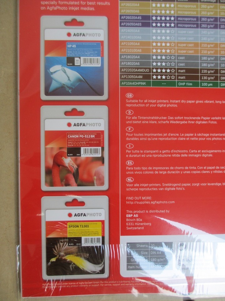 Agfa Photo Paper din A4 50 Sheets Sheet / 7.4oz Glossy Paper AP21050A4 ...