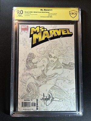 Ms Marvel 1 Michael Turner Sketch Variant CBCS 9.0 Turner Auto ...