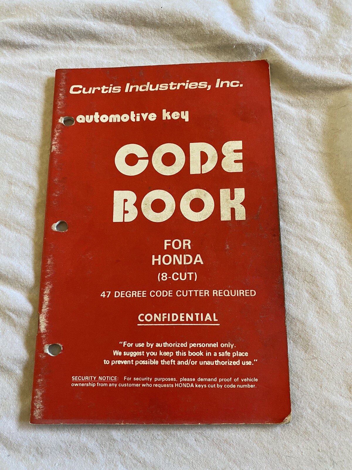 Curtis Automotive Key Code Book Honda (8-Cut) 2/88 (Pre-Owned) No ...