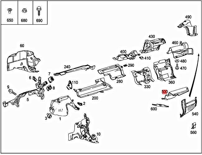 Genuine MERCEDES C204 W204 C-CLASS W204 Cover rear-end floor 2046900307 ...