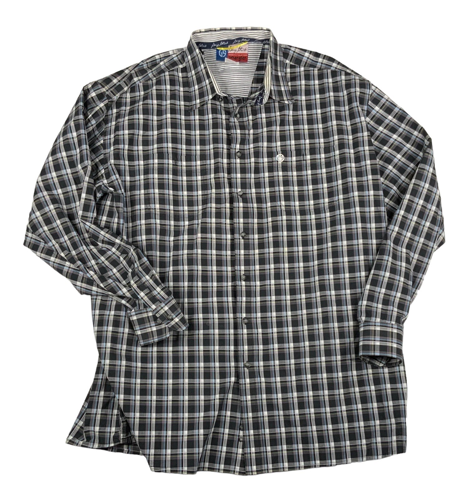 Men’s 3XLT George Strait by Wrangler Brown Plaid Shir… - Gem