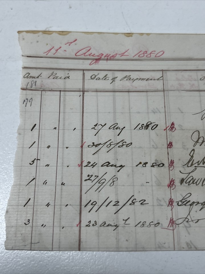 VINTAGE DOCUMENT SIGNED 1880 FEBRUARY ONE PENNY STAMP DUTY SWAN WRIGHT ...