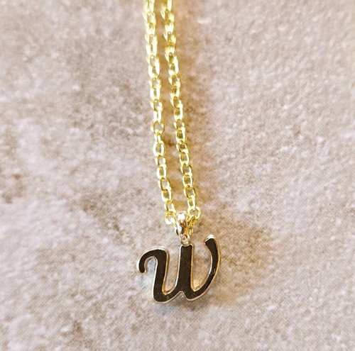 Dainty Initial W Letter Necklace Yellow Gold Plated 18 in | eBay