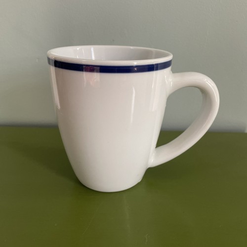 Maitre D' by ONEIDA 16 oz. Porcelain Coffee Mug White w/Blue Band ...