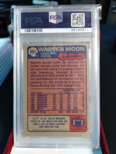 1985 Topps #251 Warren Moon Rookie RC PSA 8 NM-MT Oilers HOF | eBay