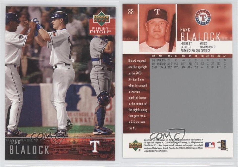 2004 Upper Deck First Pitch Hank Blalock #88 1z7 | eBay UK