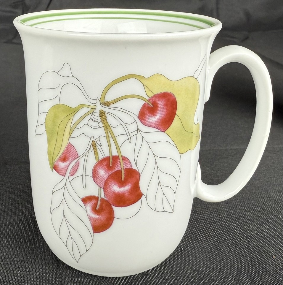 1984 Set of 4 Mary Von Goertzen Block Spal Porcelain Mugs Cherry Plum ...