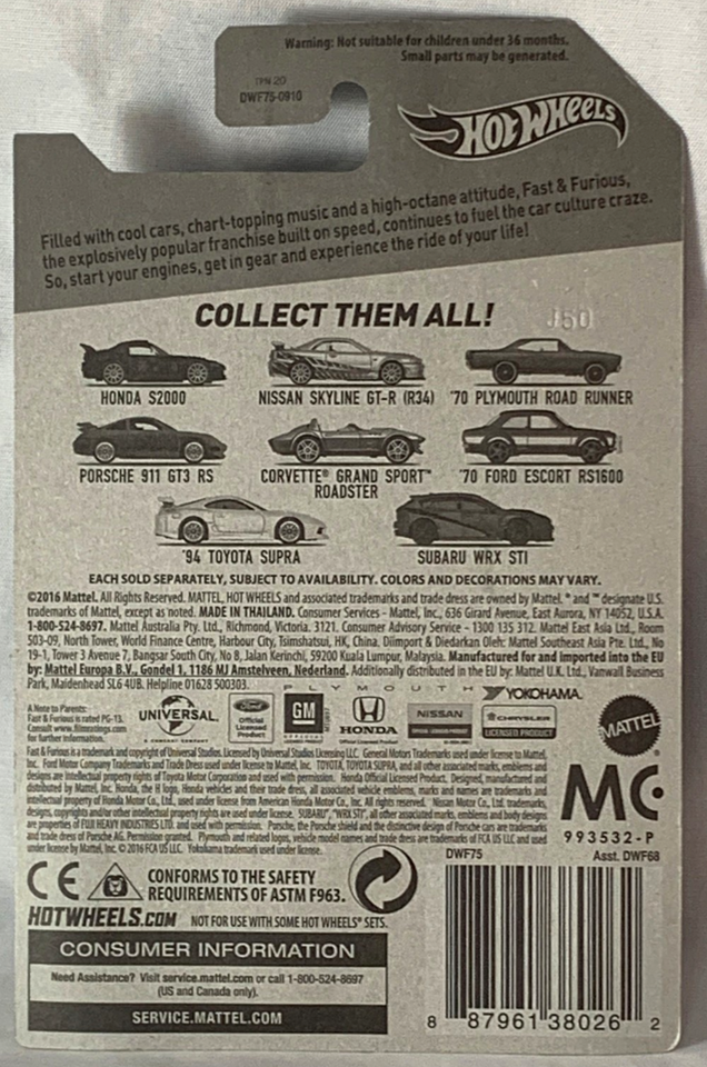 Hot Wheels 1970 Ford Escort RS1600 2017 Fast and Furious Blue MC5s | eBay