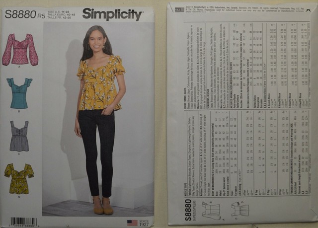 Simplicity 8880 Misses Tops Sewing Pattern Sz 14-22 for sale online | eBay
