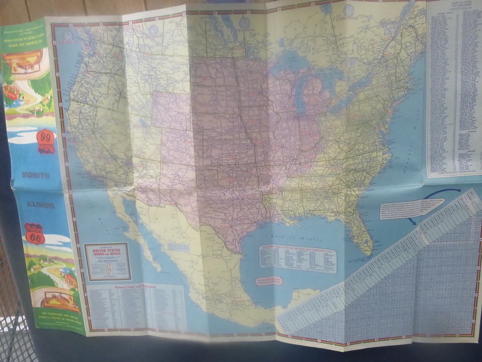 1947 Illinois road map Phillips 66 oil gas route 66 | eBay