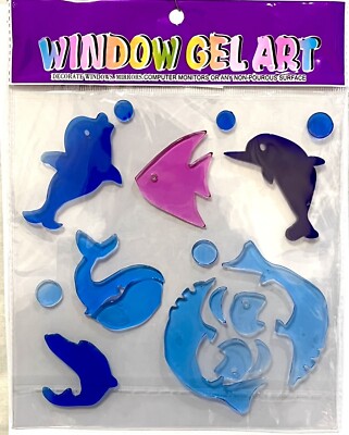 Window Gel Stickers Large Dolphin Sea Safety Sticker Mirror Decoration ...
