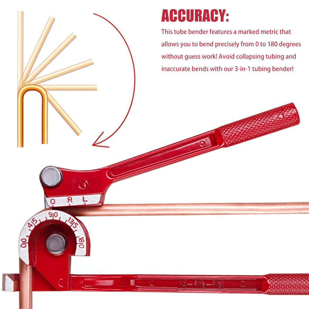 Tube Bender 0-180 Degree 1/4" 5/16" 3/8" Pipe Bender Manual High ...