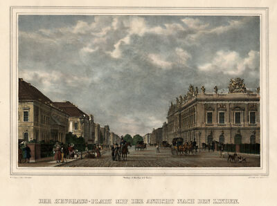 Berlin Zeughausplatz Original kolorierte Lithografie Schwarz 1850 | eBay.de