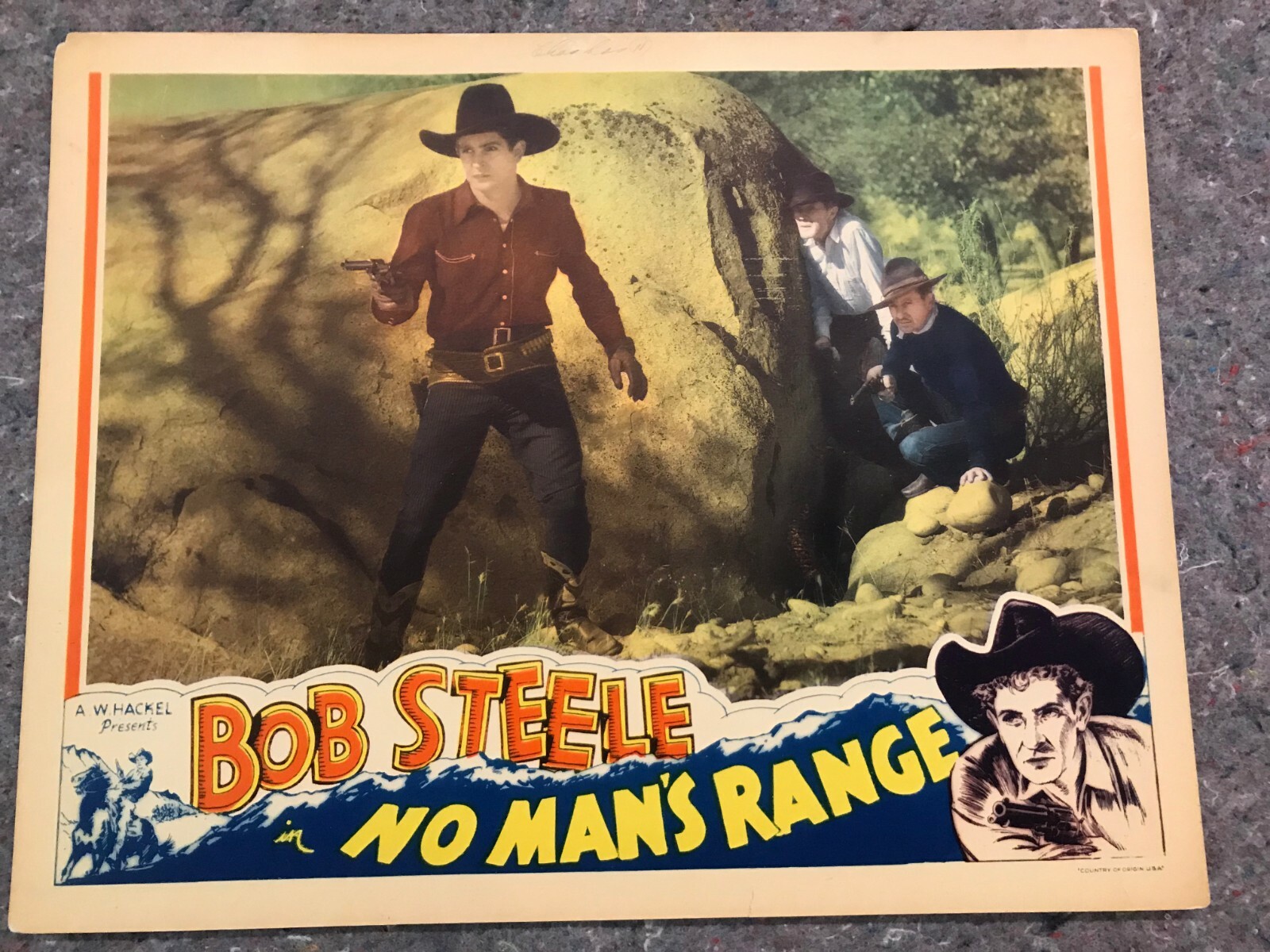NO MAN'S RANGE 1935 ORIG. LOBBY CARD 11"x14" (F/VF) BOB STEELE/BUCK ...