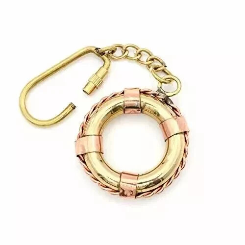 Nautical Brass Copper Life Saver Keychain Life Saving Buoy Life Guard ...