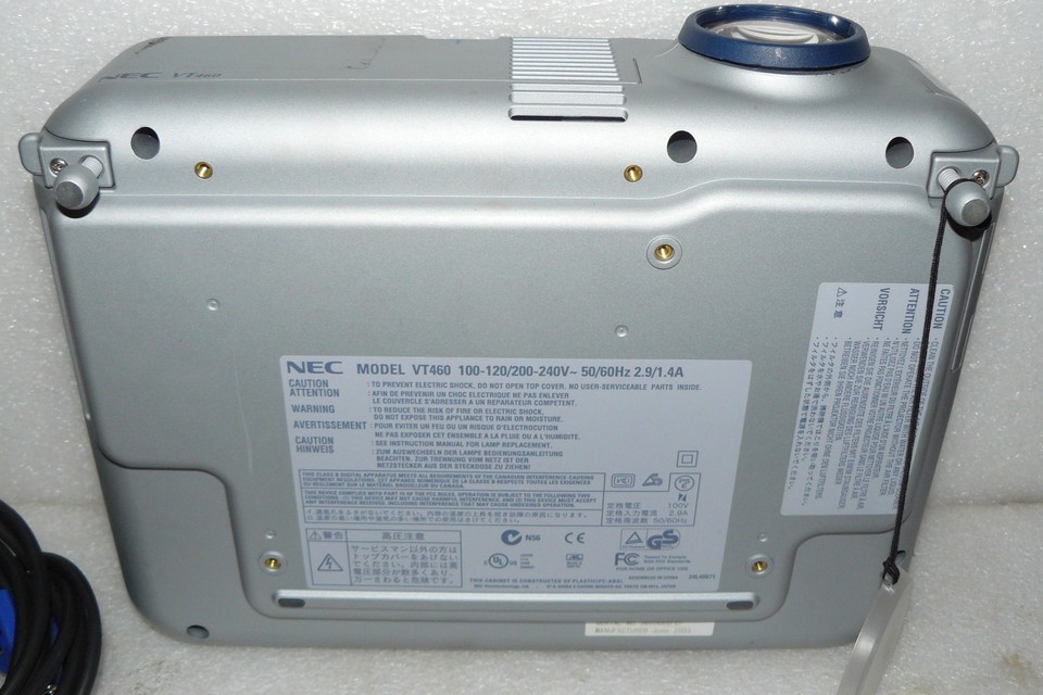 NEC VT460 LCD Projector W/ Case Computer Cord 100-120/200-240 VAC | eBay