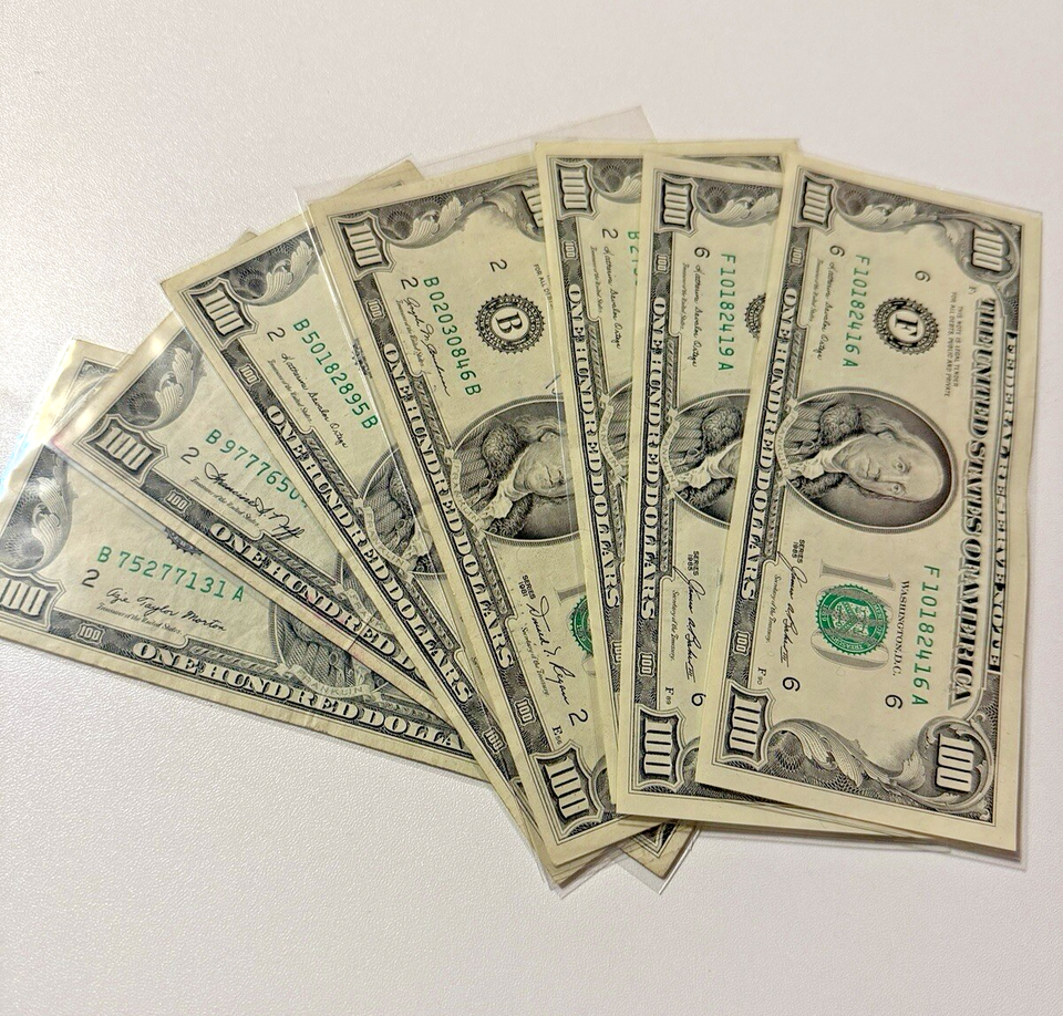 5-Circulated Small Head $100 dollar bills $500 Face Value | eBay