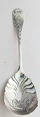 Pretty Treasure Sterling Bright Cut Sterling Jam Preserve Spoon - 7" | eBay