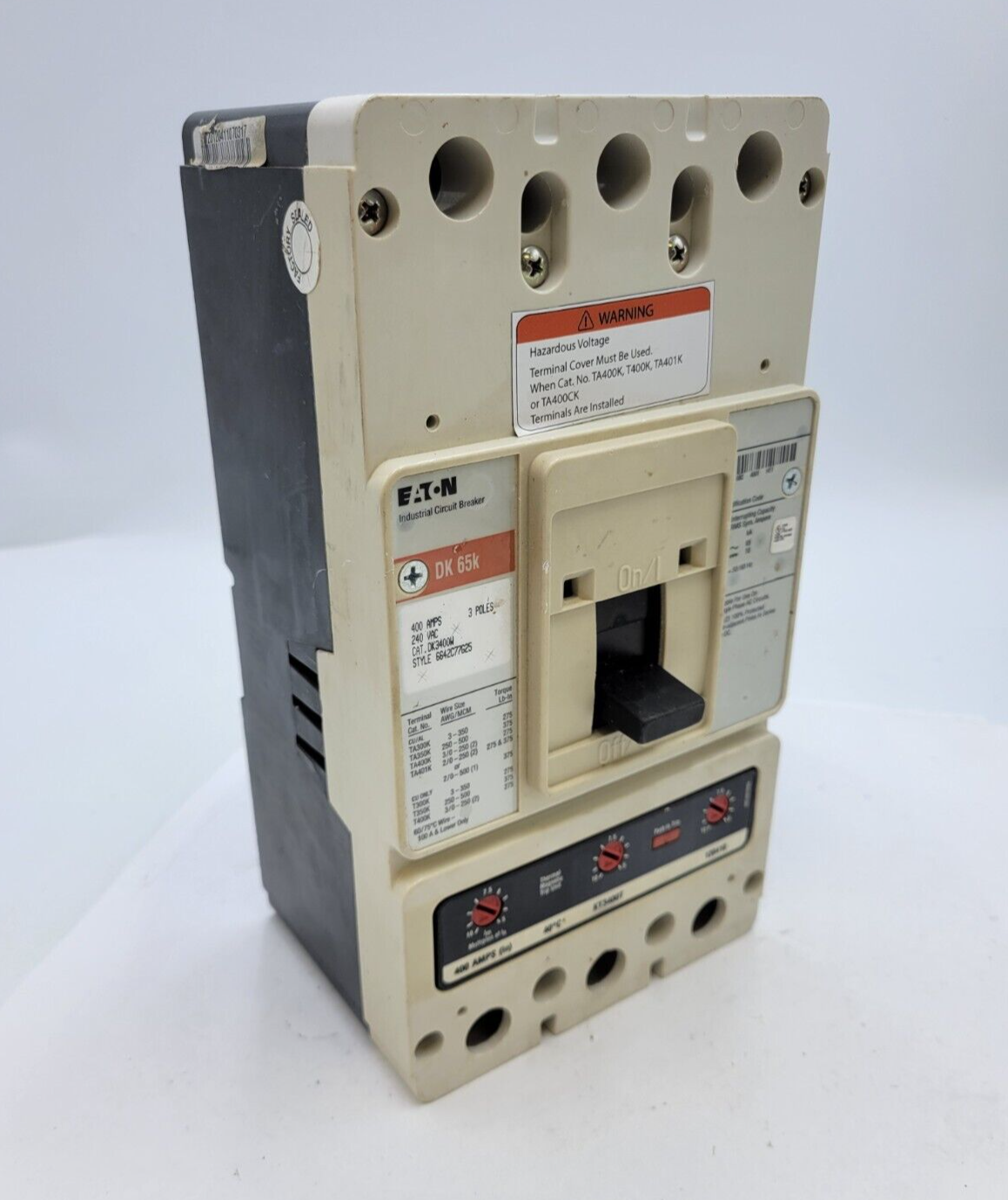Eaton DK3400W Bolt-On Circuit Breaker 400A 240V 3P 3PH Type DK 65K ...