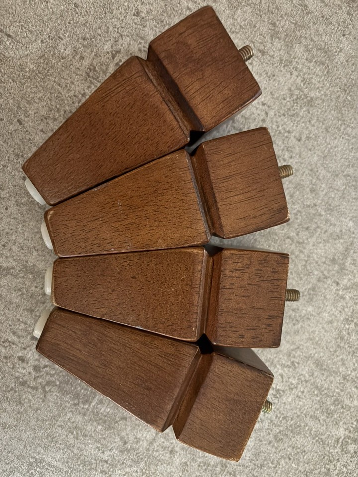 VTG-MCM Wooden Tapered Furniture Legs Set Of 4–5” tall-fits 1/4” thread ...