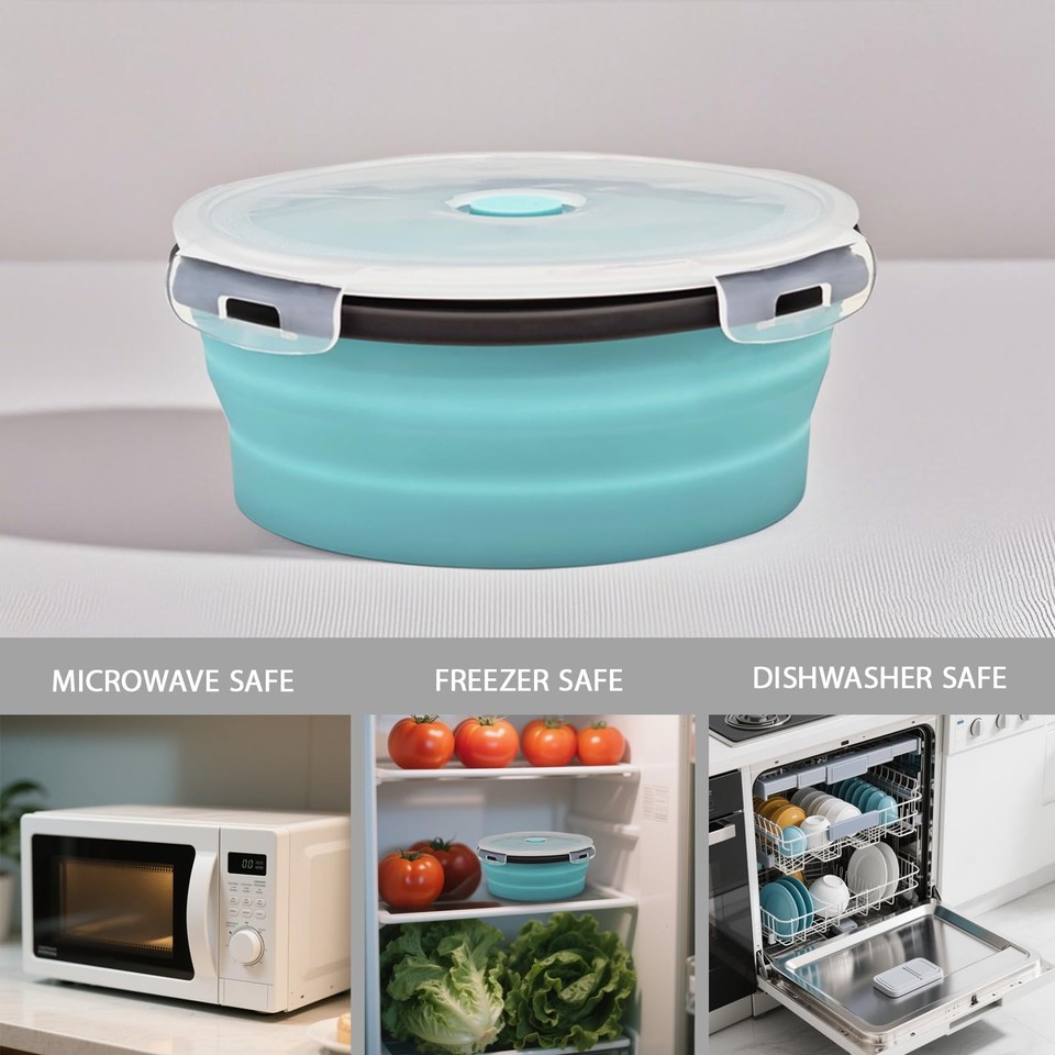 8 Collapsible Food Storage Containers, Silicone Collapsible Food ...