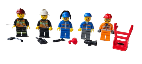 LEGO 5 Complete City Minifigures Lot & Accessories~Construction ...
